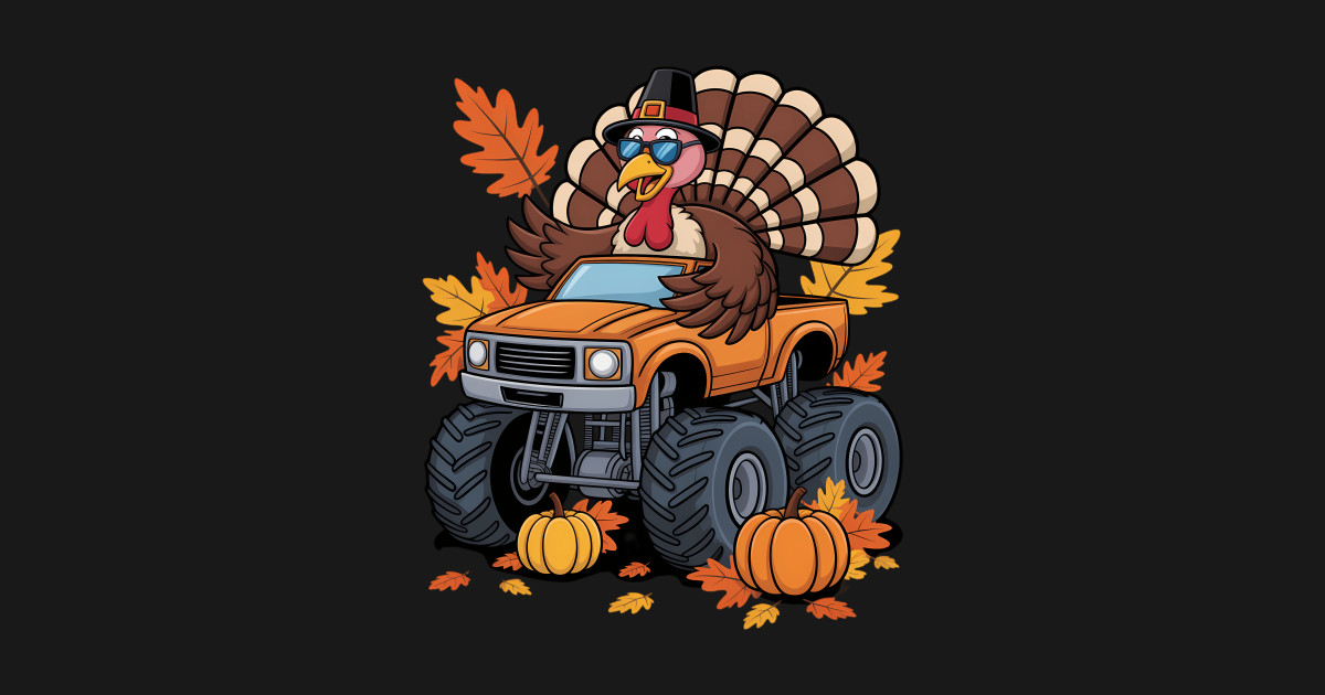 Thanksgiving Turkey Riding Monster Truck T - Thanksgiving Turkey Riding ...
