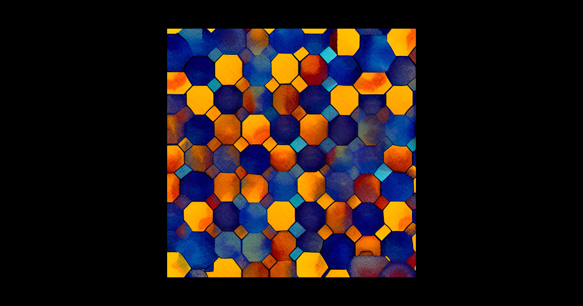 Blue and yellow hexagon pattern - Hexagon Pattern - Sticker | TeePublic