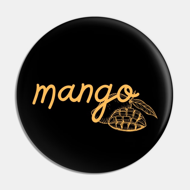 mango - Thai mango yellow orange - with sketch - Mango - Pin | TeePublic
