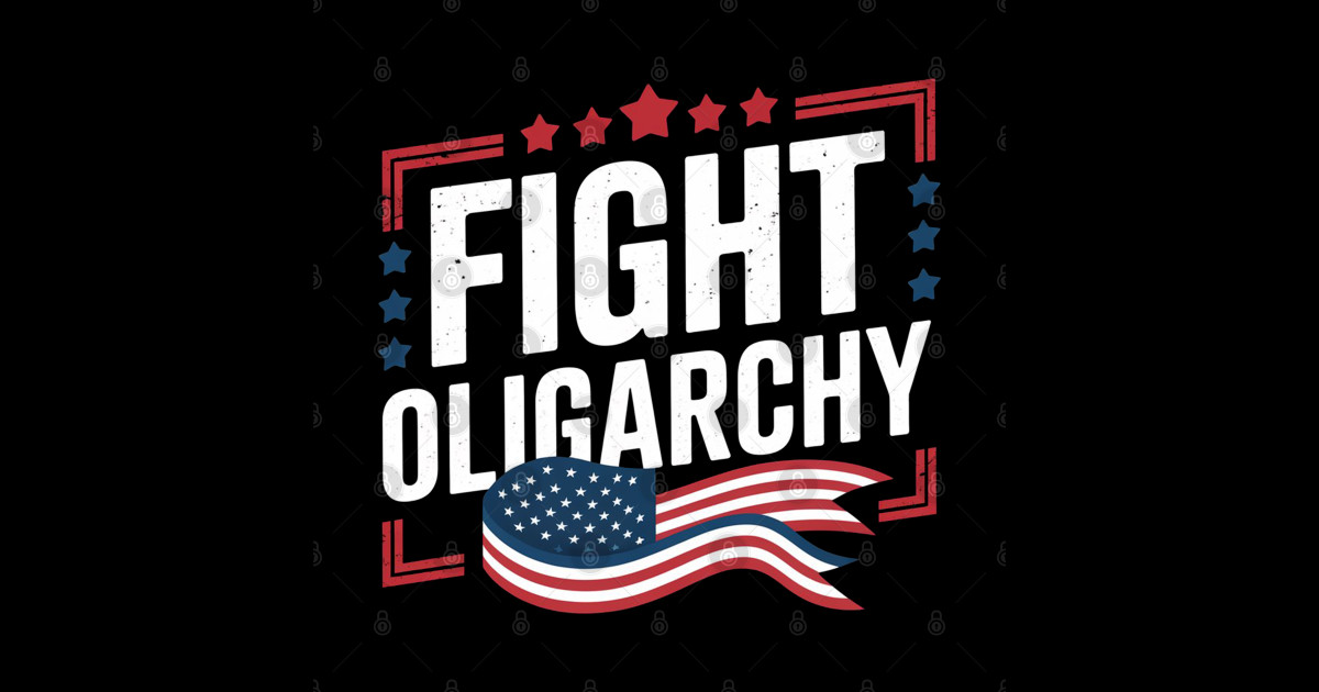 FIGHT OLIGARCHY - US FLAG RIBBON - Fight Oligarchy - Sticker | TeePublic
