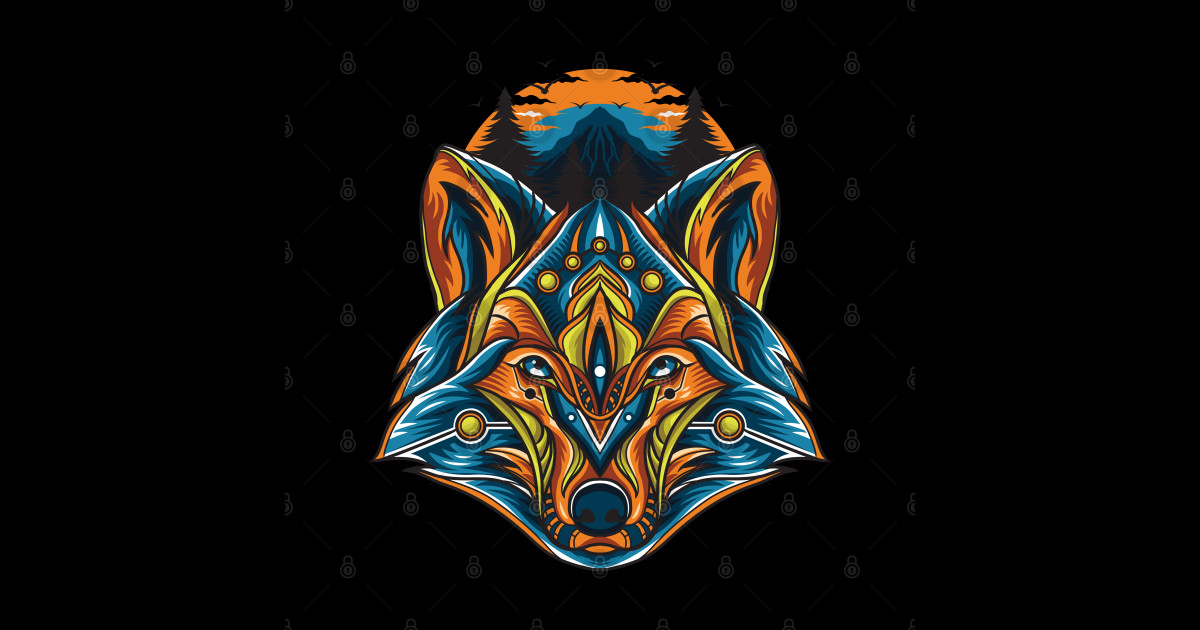 edgy wolf t-shirt design illustration - Wolf - Sticker | TeePublic