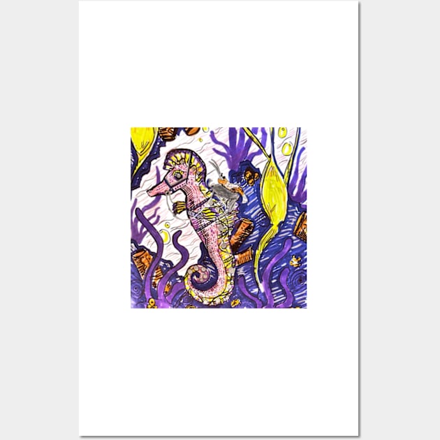 Shrimp & Seahorse Fun Art - Ocean - Posters and Art Prints | TeePublic