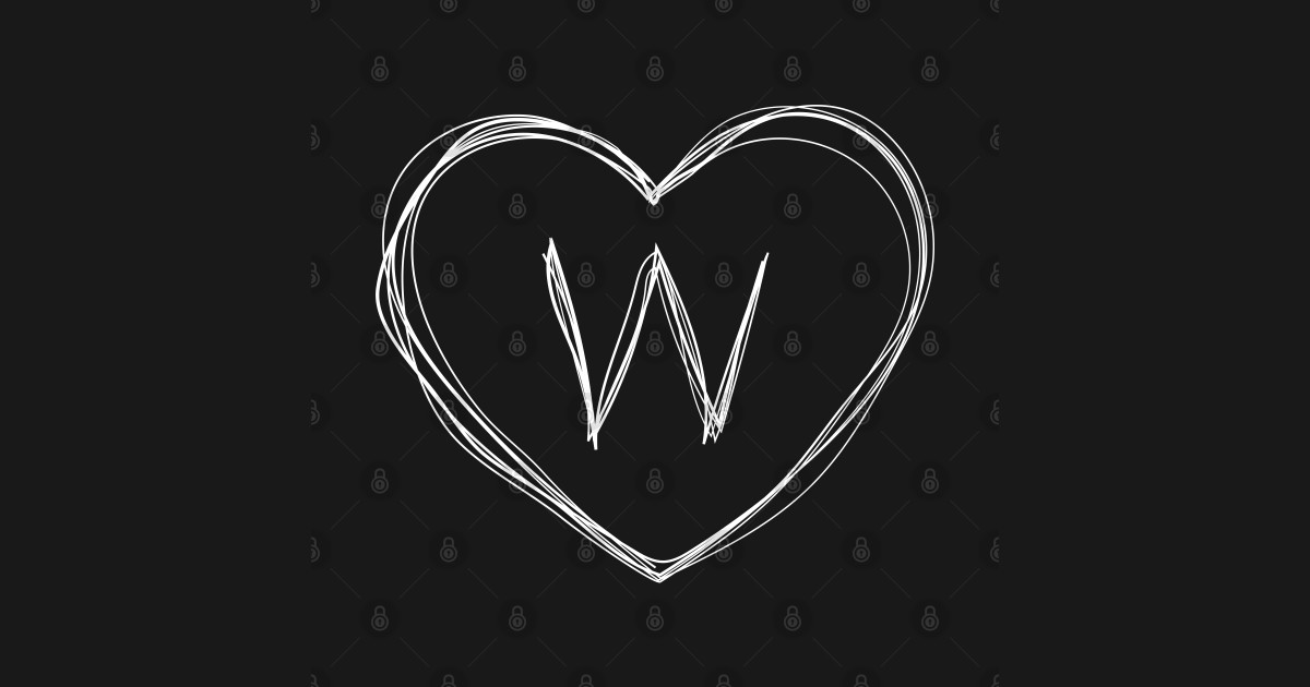 Letter W with heart frame in lineart style - Initial - T-Shirt | TeePublic