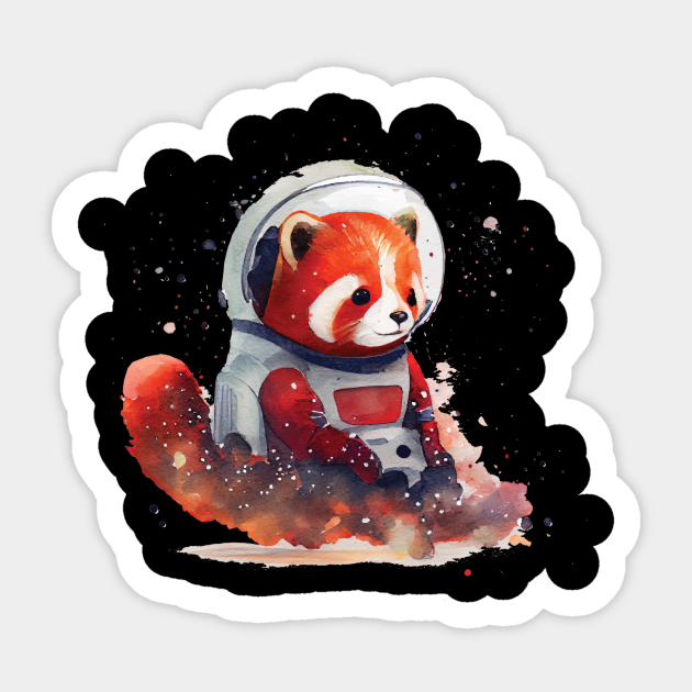 Space Red Panda Astronauts spacecraft Watercolor - Red Panda - Sticker ...