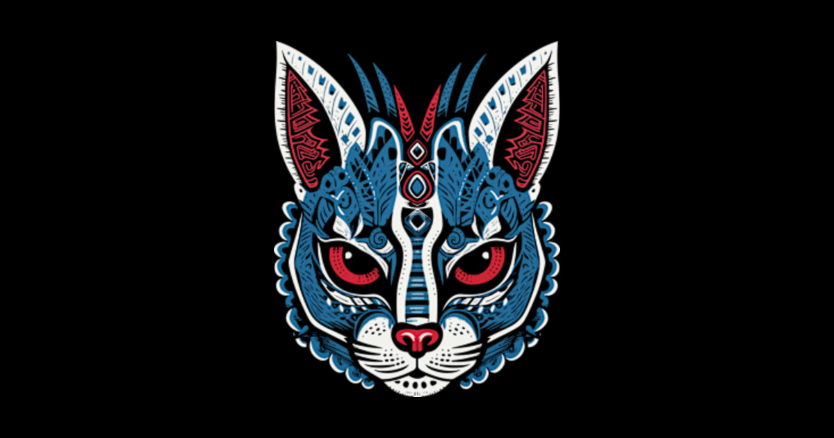 Tribal Aztec Cat Illustration - Colorful and Unique Art - Tribal Cat ...