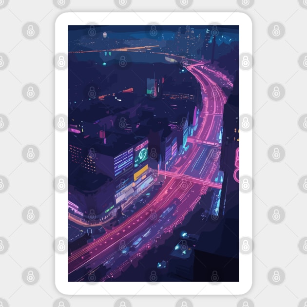 Night City Illustration - City Life - Sticker | TeePublic
