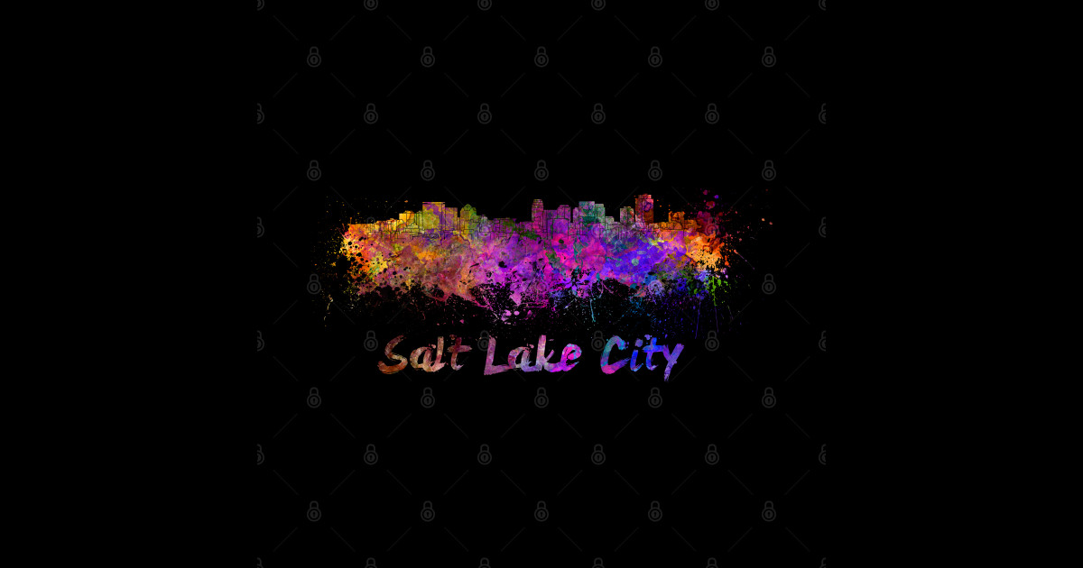 Salt Lake City skyline in watercolor - Salt Lake City - Sticker | TeePublic