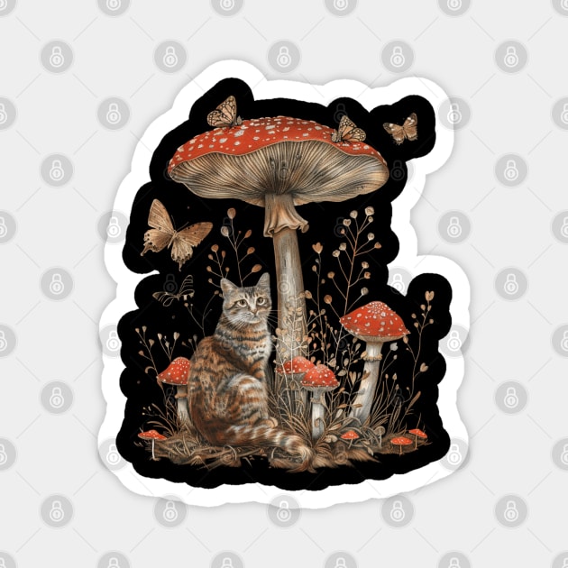 Cottagecore Cat Illustration - Cottagecore Aesthetic Cat - Magnet ...