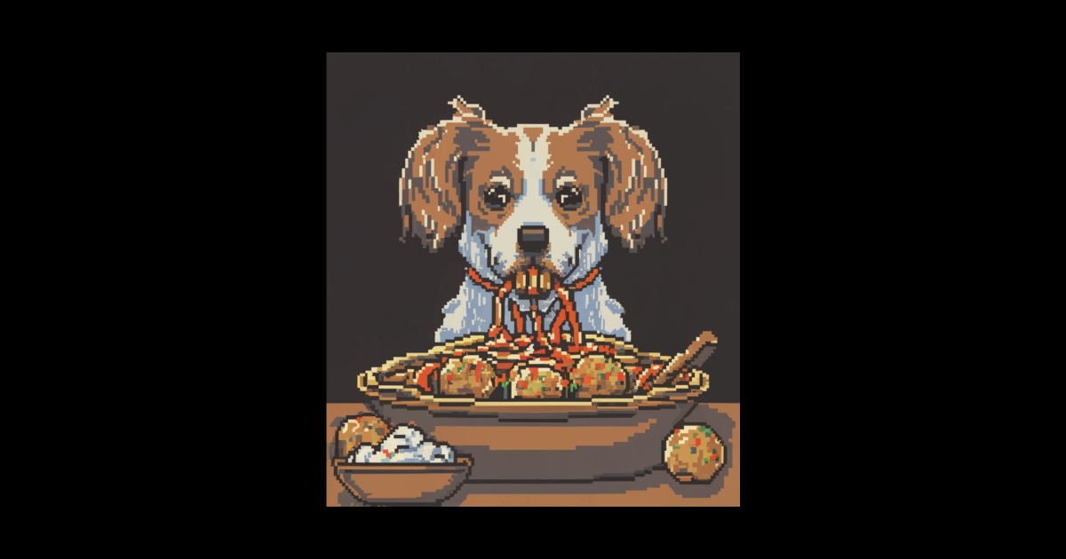 pixel art dog eating spaghetti - Pixel Art - Posters and Art Prints ...