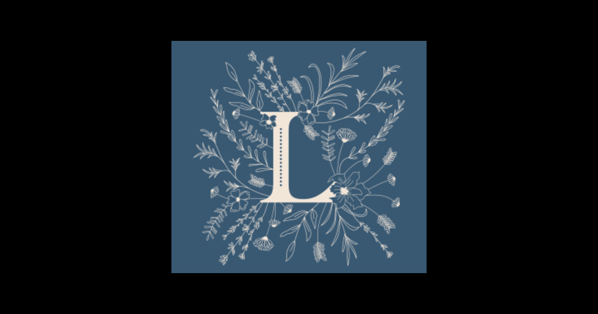 Botanical Letter L (Lake Blue) - Letter L - Sticker | TeePublic