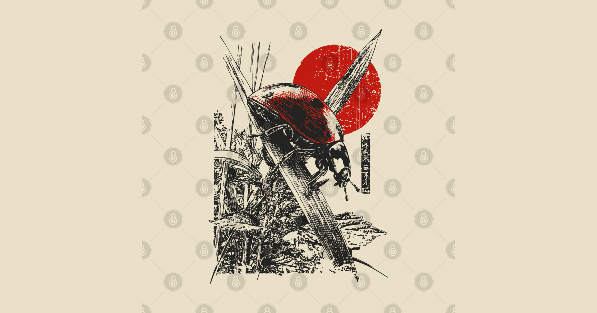 Ladybug Samurai Bug with Japanese Calligraphy - Ladybug - T-Shirt ...