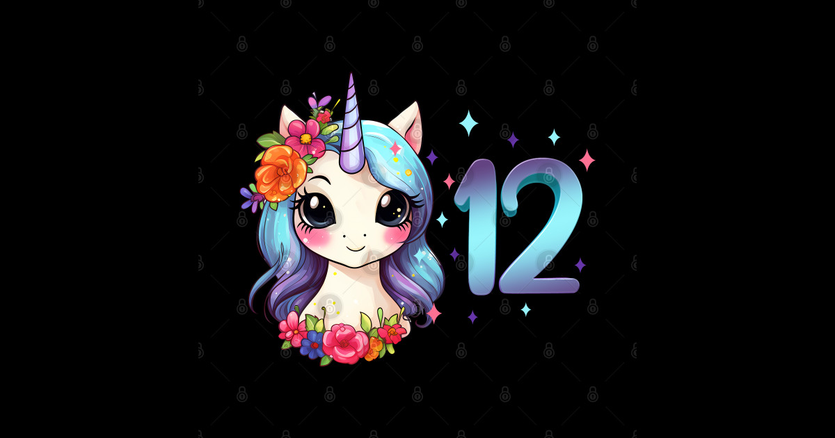 I am 12 with unicorn - girl birthday 12 years old - Unicorn Girl ...