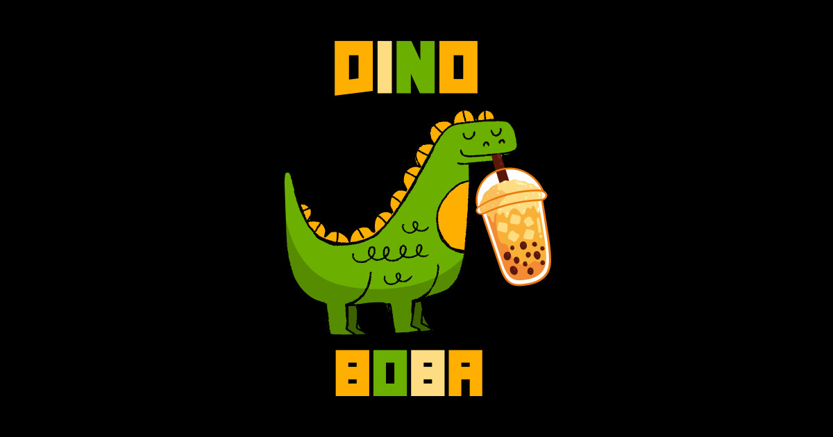 Cute Dino Drinking Boba Tea Milk Bubble - Dino Boba - Posters and Art ...