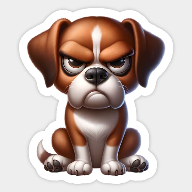 Cute Angry Dog - Dog - Sticker | TeePublic