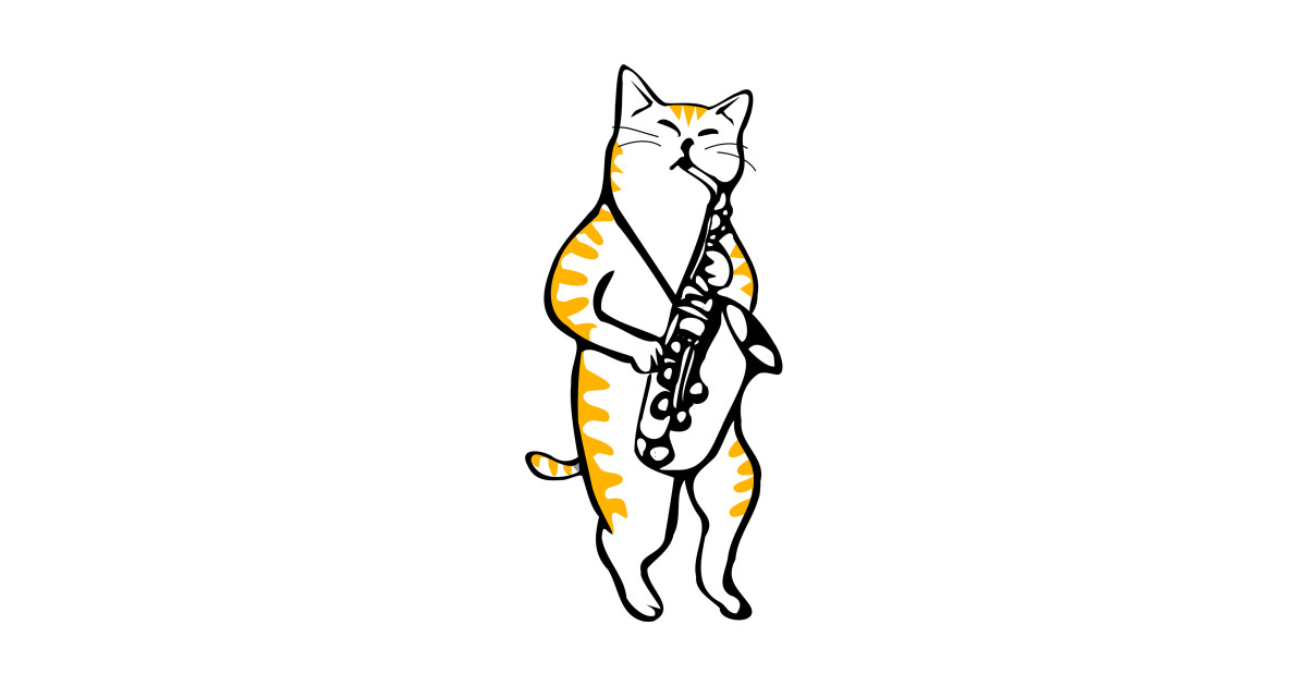Saxocat - Cat Playing Saxophone - Cat - T-Shirt | TeePublic