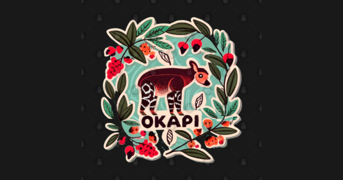 cute okapi and berries - Okapi - T-Shirt | TeePublic