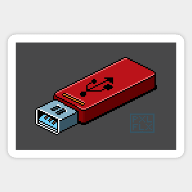 Isometric Pixel Art USB - Usb Flash Drive - Sticker | TeePublic