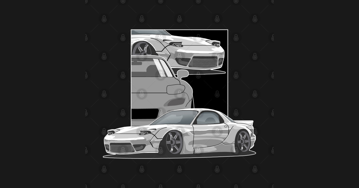 Mazda RX-7 FD Rocket Bunny Custom Car Art - Mazda Rx 7 - T-Shirt ...