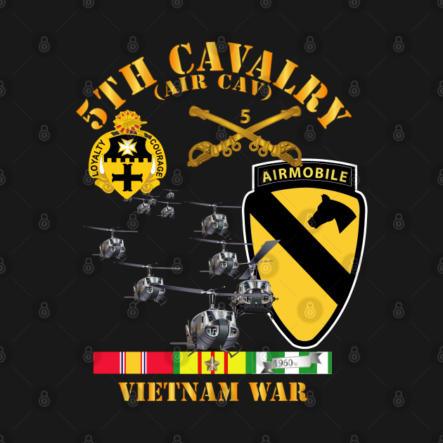 5th Cavalry (Air Cav) - 1st Cav Division w SVC - Division - T-Shirt ...