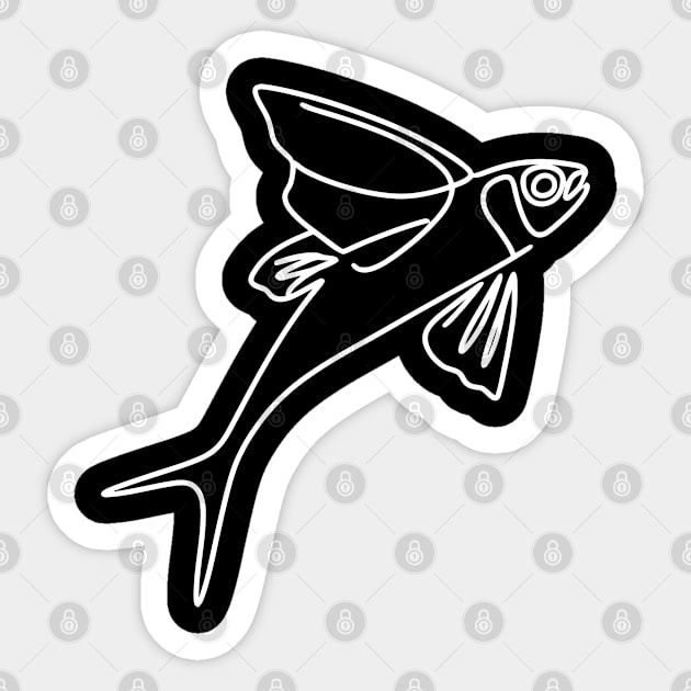 Flying Fish Line Drawing - Flying Fish - Sticker | TeePublic