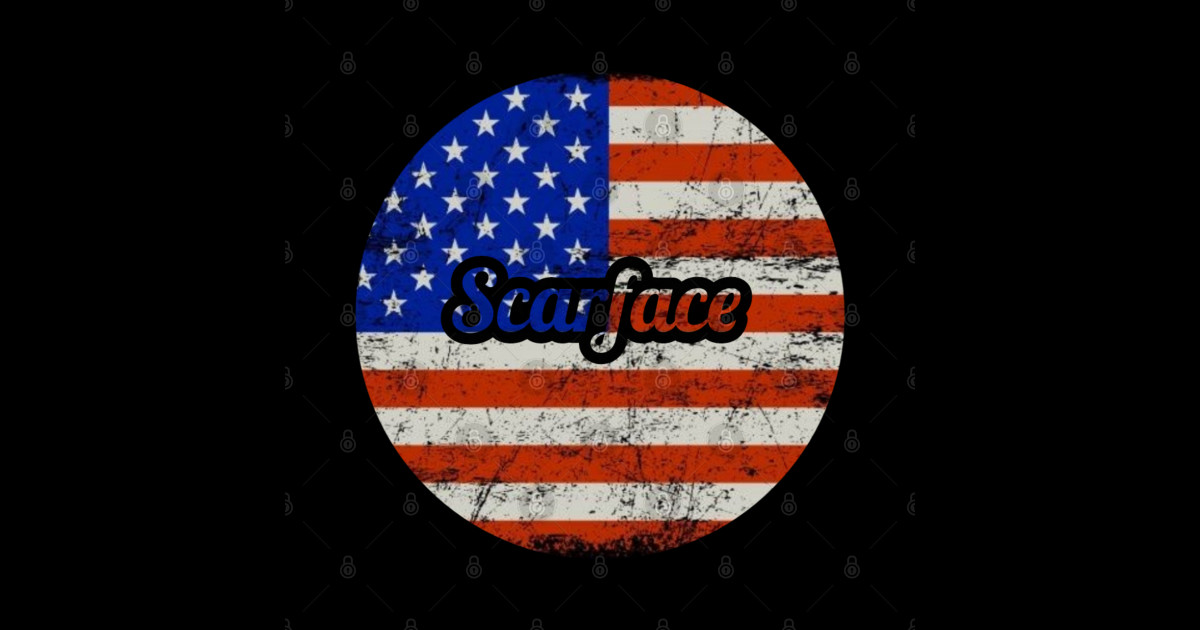Scarface / USA Flag Vintage Style - Scarface - Sticker | TeePublic