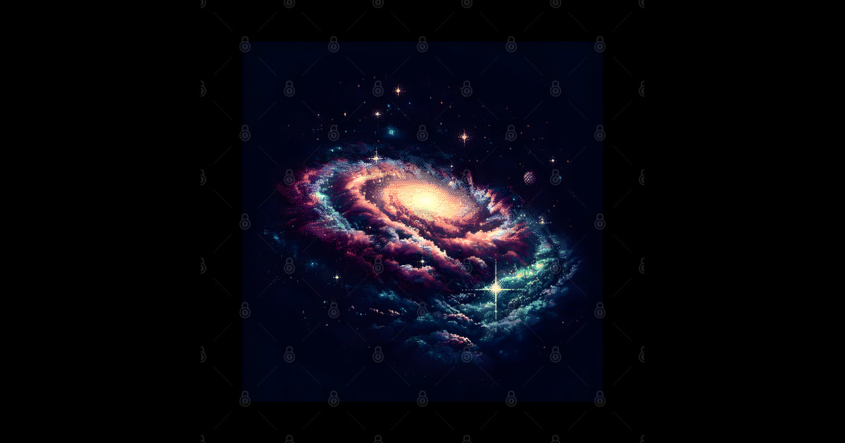 pixelated - space galaxy pixelated - Pixelated - Sticker | TeePublic