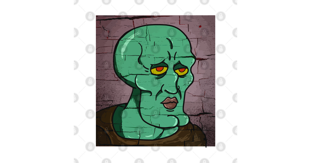 Handsome Squidward Distressed Style Vector Draw - Handsome Squidward ...