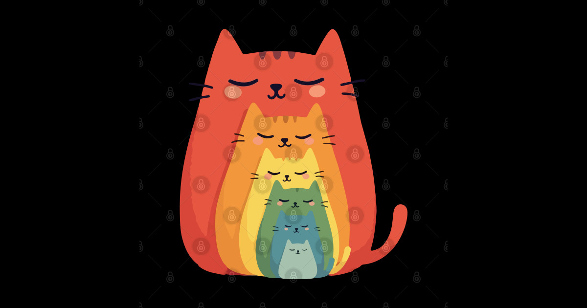 Stacked Cats - Cats - Sticker | TeePublic