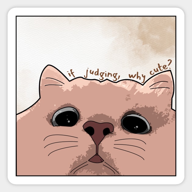 cute judging cat - Cute Cats - Sticker | TeePublic