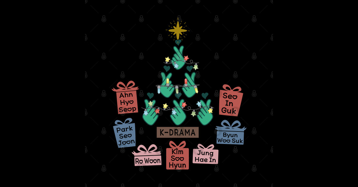 K-Drama Christmas Tree with Oppa Gifts - K Drama - Sticker | TeePublic