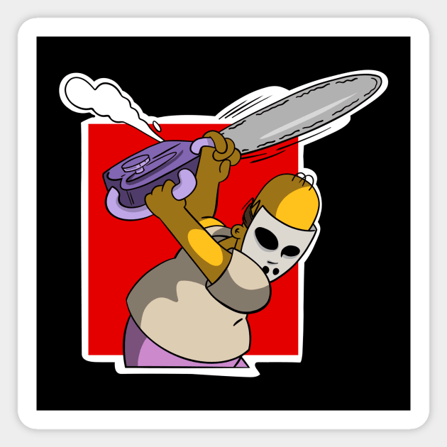 Chainsaw and Hockey mask - Simpsons - Sticker | TeePublic