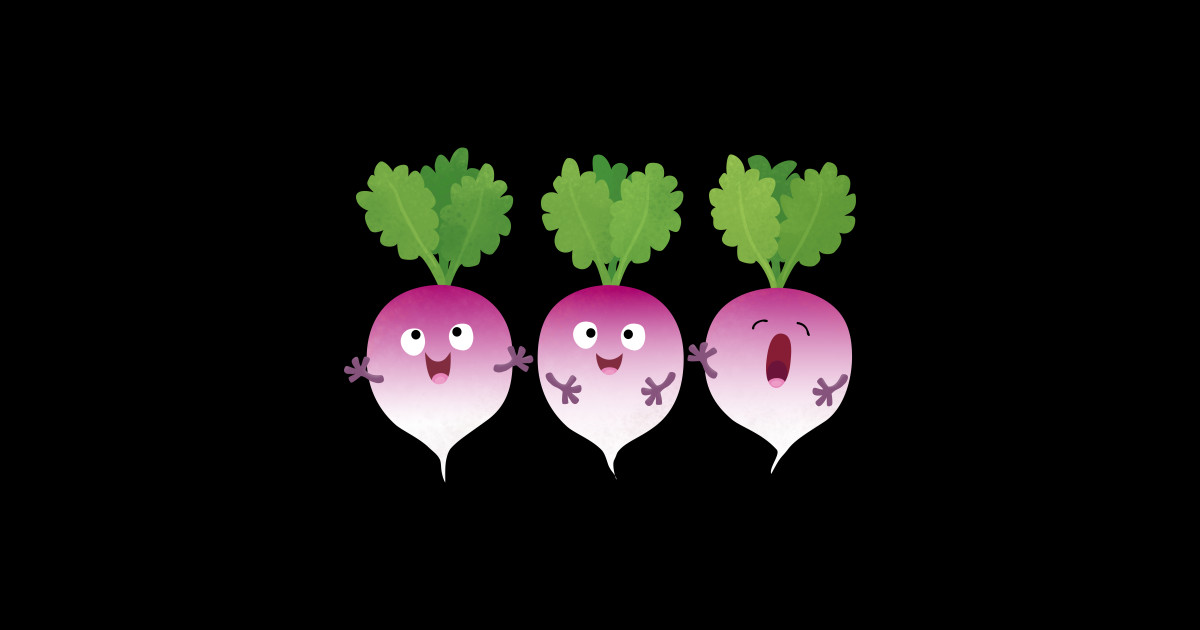 Cute turnip vegetable trio singing cartoon - Turnip - T-Shirt | TeePublic