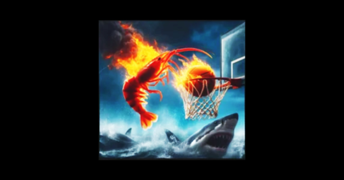 AI Shrimp Dunking on Shark - Ai Shrimp Dunking On Shark - Sticker ...