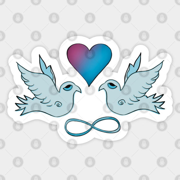 Infinity Doves Heart - Doves - Sticker | TeePublic