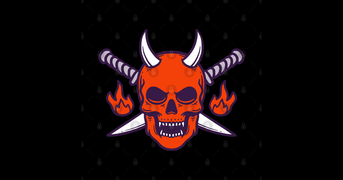 Angry Devil Skull - Devil Skull - Sticker | TeePublic
