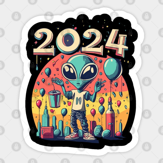 2024 Celebration - Alien New Years Eve NYE - New Years Eve - Sticker ...