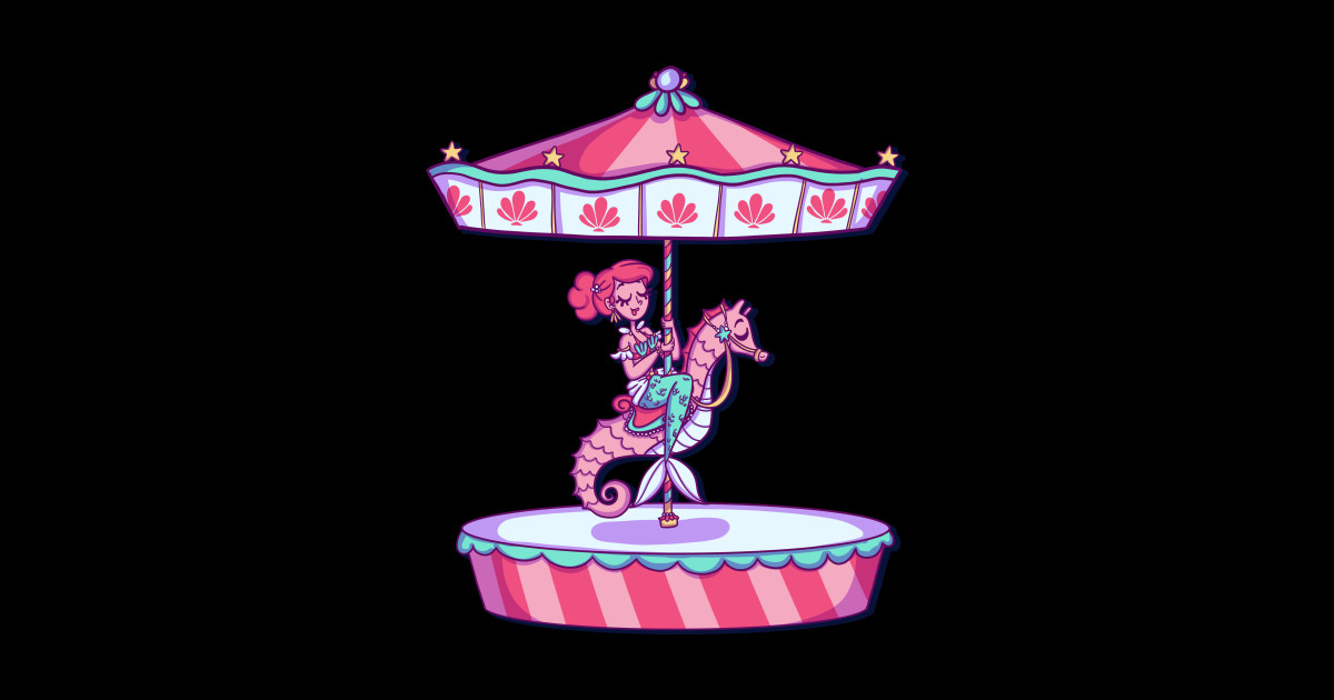 Mermaid on a Carousel - Mermaid - Sticker | TeePublic