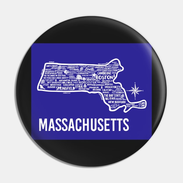Massachusetts Map - Massachusetts - Pin | TeePublic