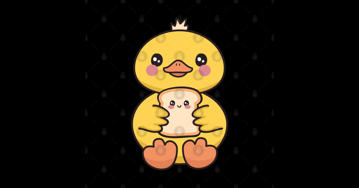Cute Duck Eating Bread - Duck - Posters and Art Prints | TeePublic