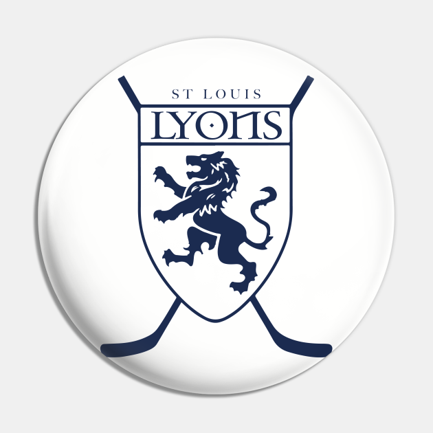 Lyons logo White outline - Hockey - Pin | TeePublic