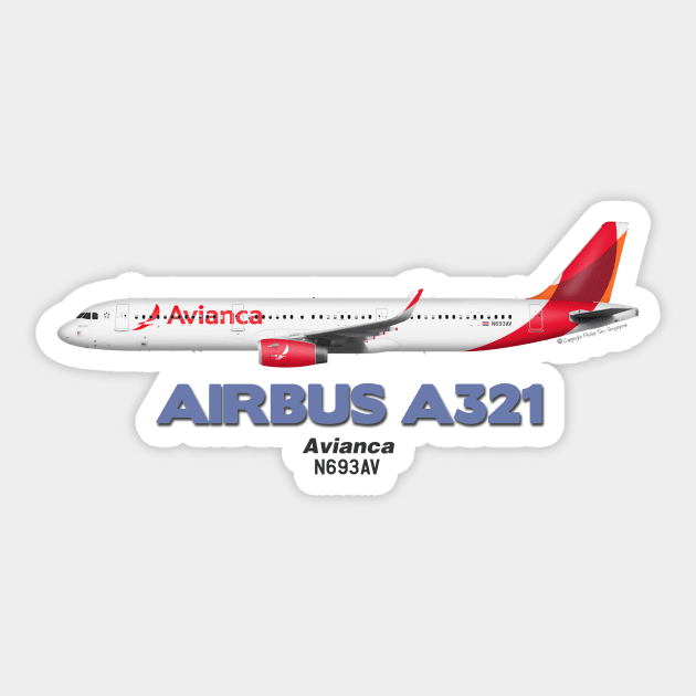 Airbus A321 - Avianca - A321 - Sticker | TeePublic