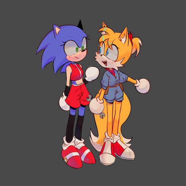 Sonic and Tails genderbend - Sonic - T-Shirt | TeePublic
