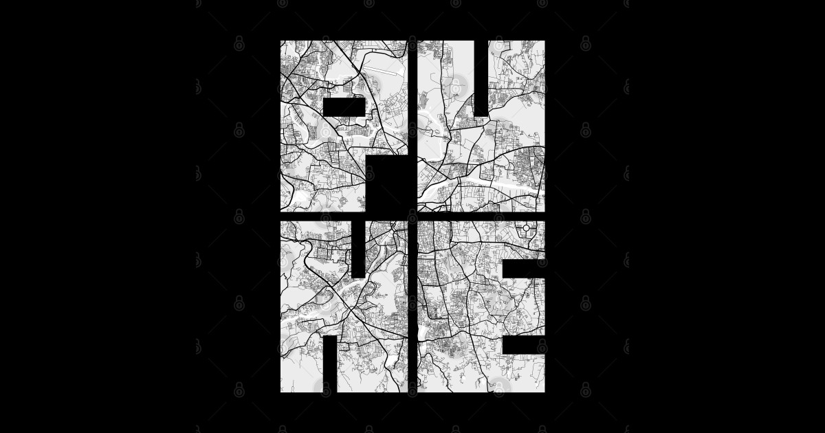 Pune, Maharashtra, India City Map Typography - Light - Pune - Sticker ...