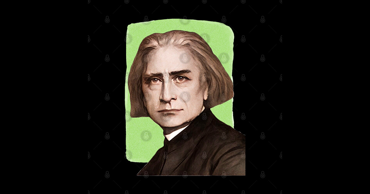 Hungarian composer Franz Liszt illustration - Franz Liszt - Sticker ...