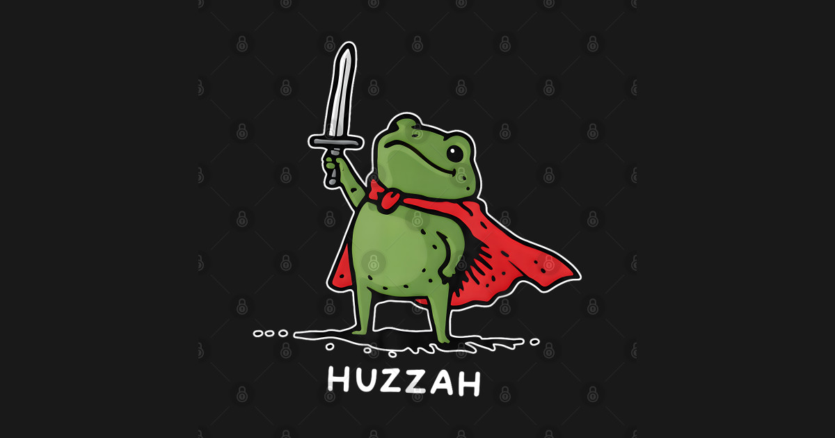 Frogs Humor Huzzah Frog Knight Sword - Vintage Frog Humor - T-Shirt ...