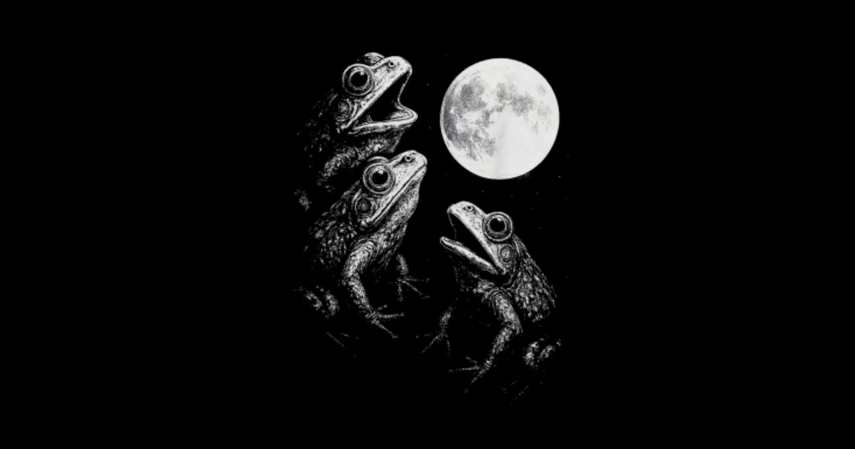 Vintage 90s Three Frogs Howling at The Moon 3 Frog Moon - Vintage 90s ...