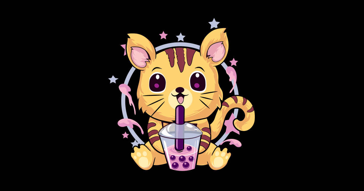 Kawaii Cat Drinking Bubble Tea - Kawaii Cat Drinking Bubble Tea ...