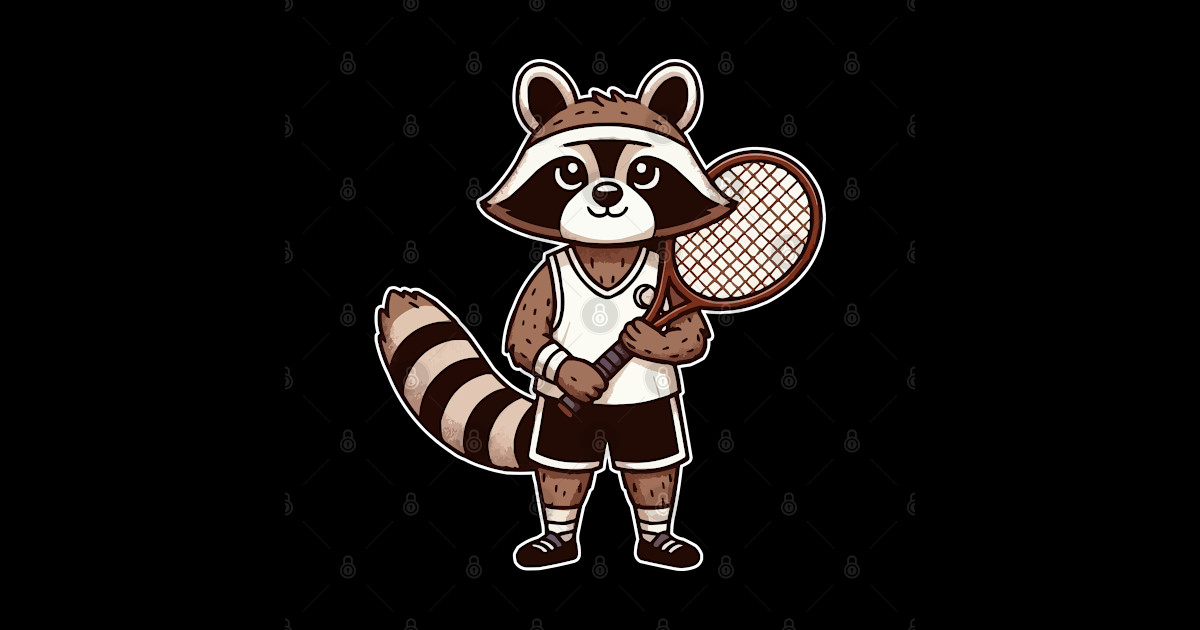 Racoon as Tennis player at Tennis - Tennis - Sticker | TeePublic