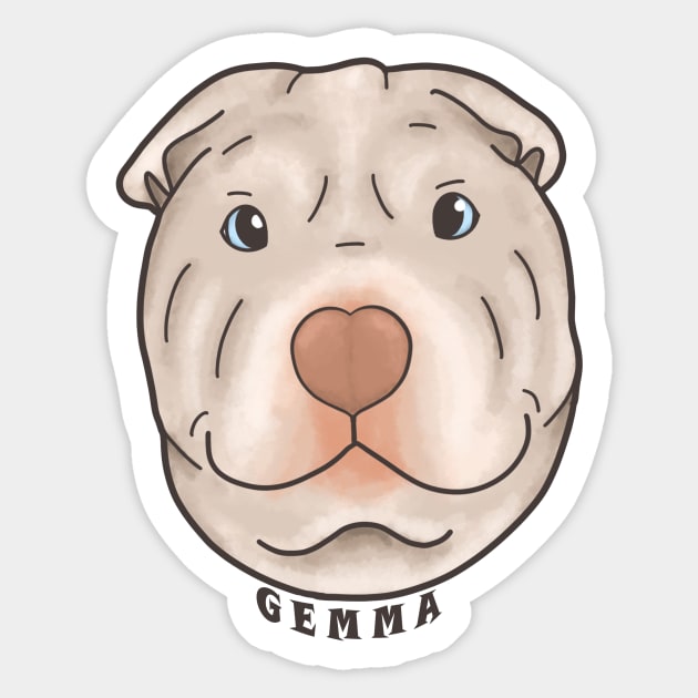 Gemma with Name Cartoonish Art - Shar Pei - Sticker | TeePublic