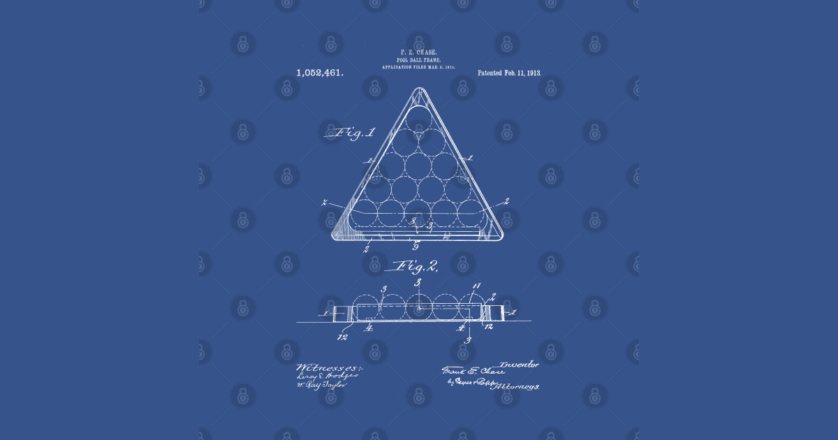 Pool Patent - Billiards Art - Blueprint - Pool - T-Shirt | TeePublic